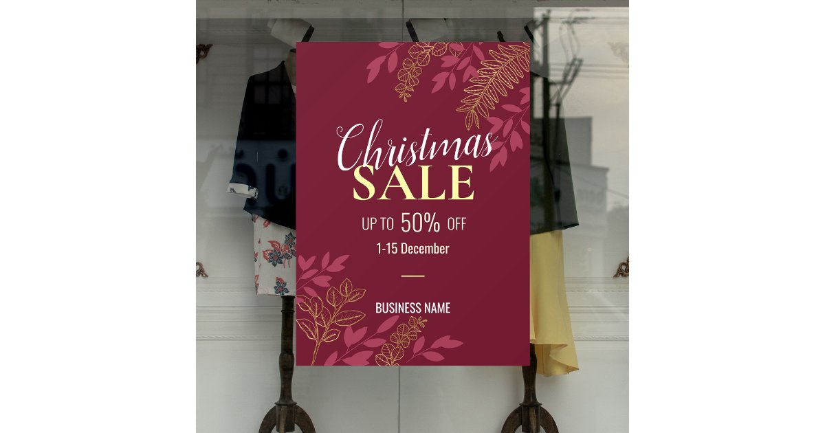 Red Christmas Business Sale Business Promotion Ads Window Cling | Zazzle