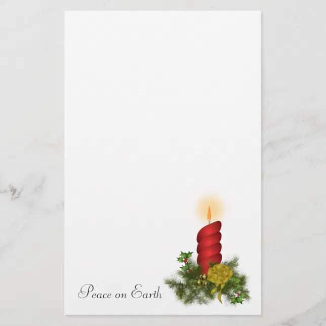 Red Christmas Candle Stationery | Zazzle