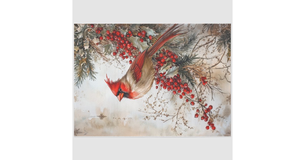 Red Christmas Cardinal Tissue Paper | Zazzle