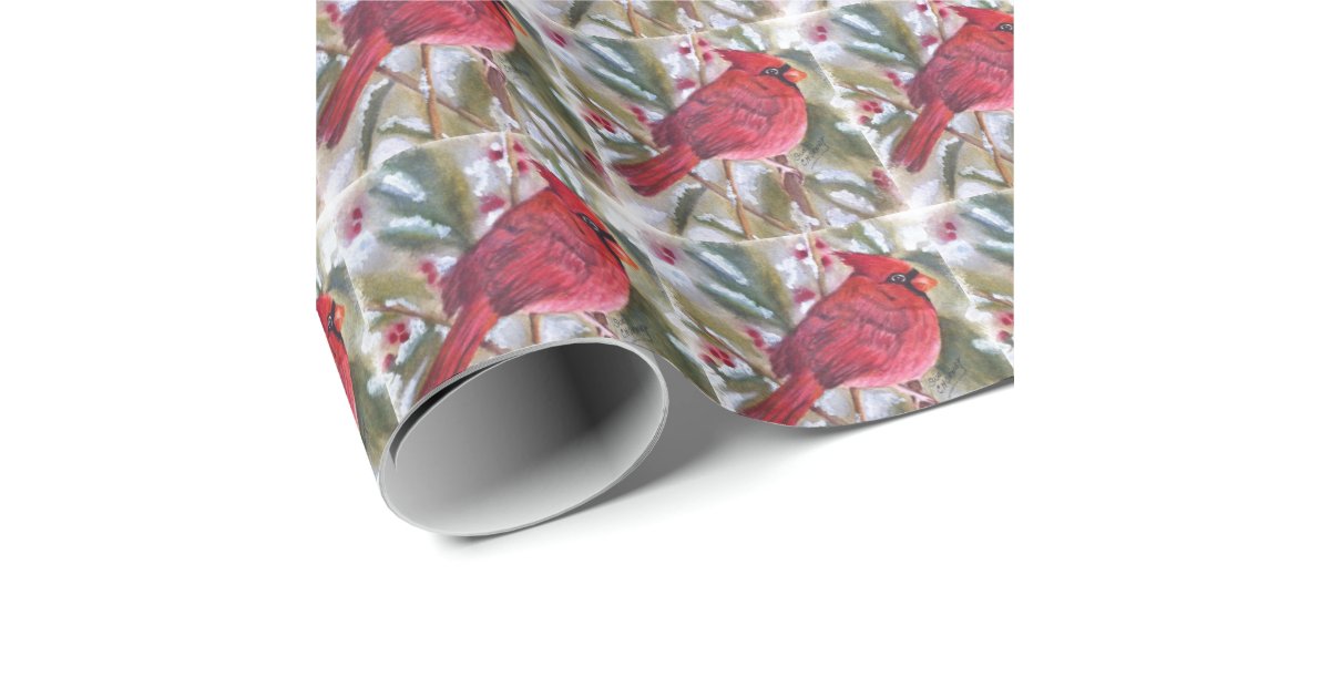 RED CHRISTMAS CARDINAL WRAPPING PAPER | Zazzle