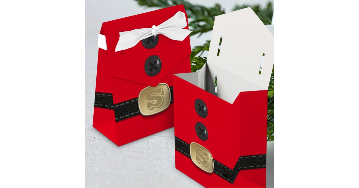 Red Christmas Elf Suit Santa Party Favor Boxes | Zazzle