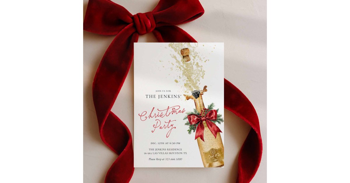 Red Christmas Holiday Cocktail Party Invitation | Zazzle
