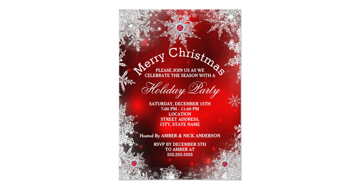 Red Christmas Holiday Party Winter Wonderland Invitation | Zazzle.com