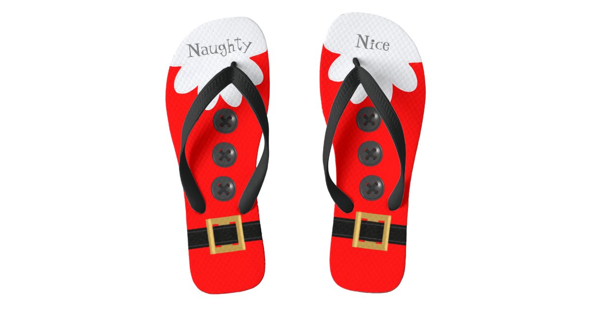 Red Christmas in July Custom Festive Flip Flops | Zazzle