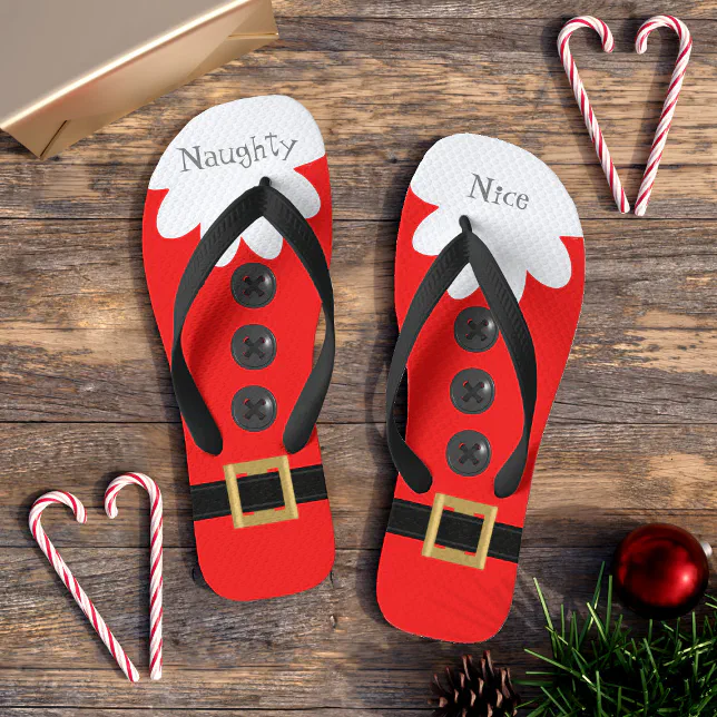 Red Christmas in July Custom Festive Flip Flops | Zazzle