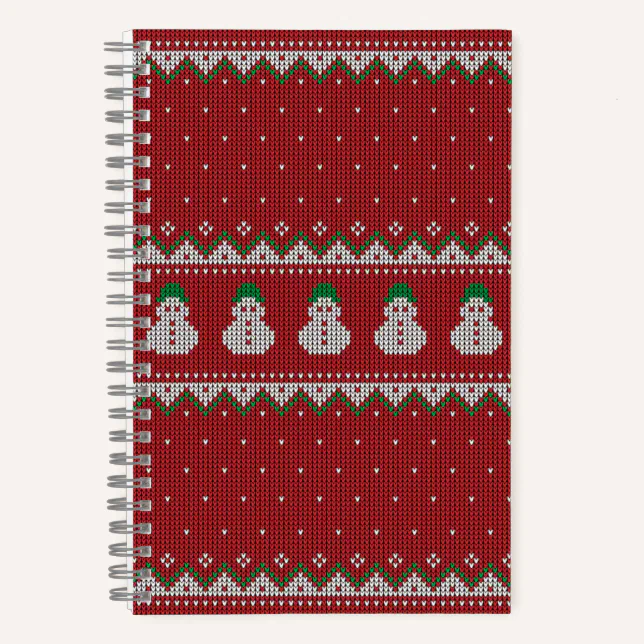 Red Christmas Knit Apple Pattern | Winter Holiday Notebook | Zazzle