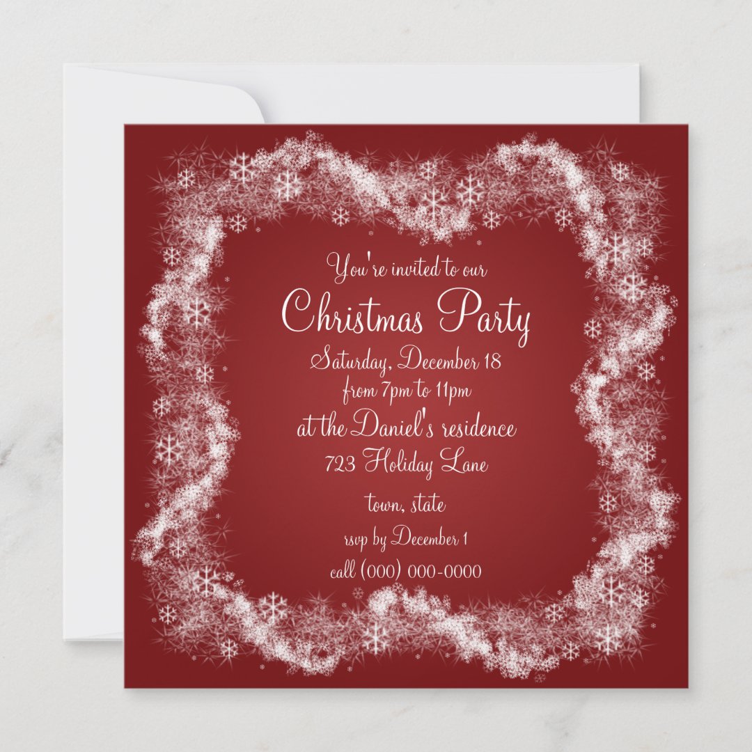 Red Christmas Party Invitations Holiday Xmas | Zazzle