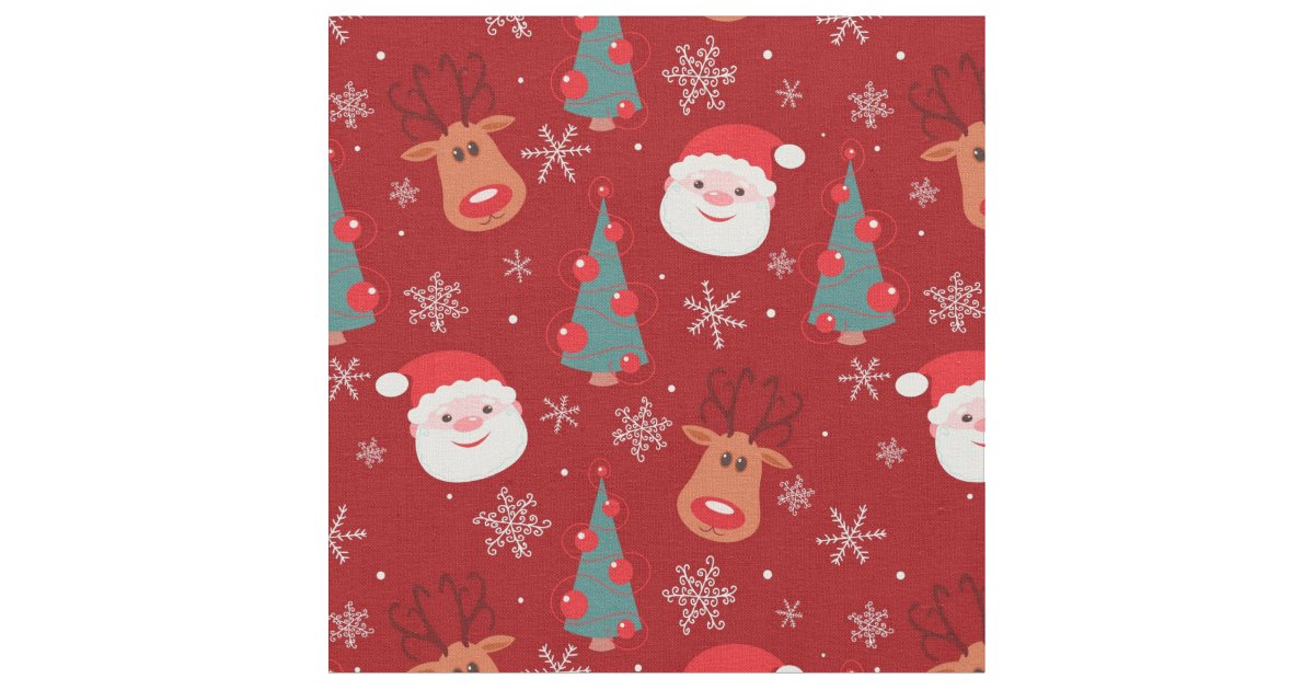 Red Christmas pattern Fabric | Zazzle