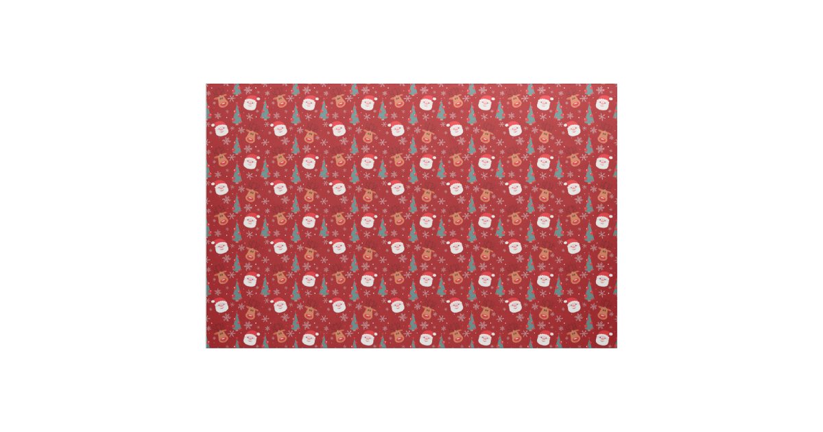Red Christmas pattern Fabric | Zazzle