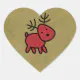 Red Christmas Reindeer Illustration Heart Sticker | Zazzle