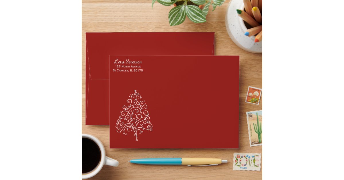 Red Christmas Tree Envelope | Zazzle