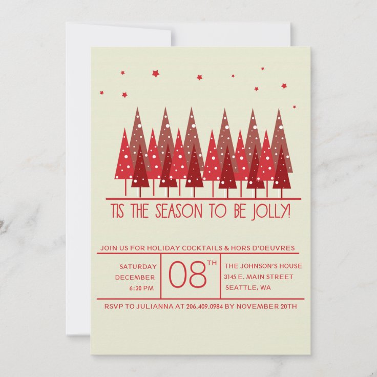 Red Christmas Trees Holiday/Christmas Party Invite | Zazzle