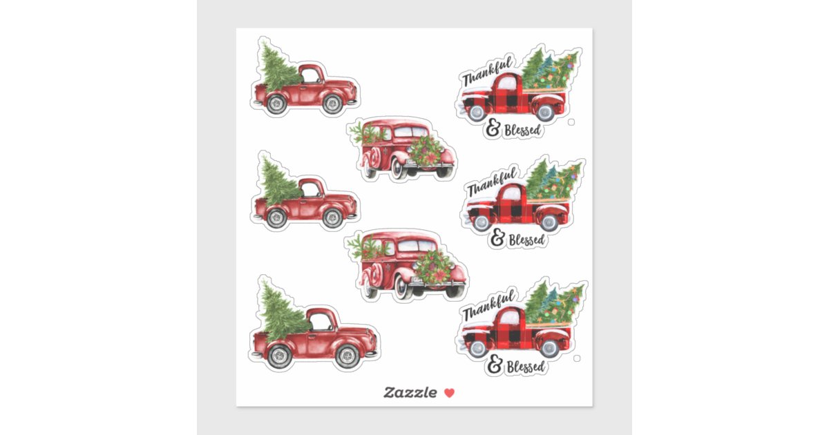 Red Christmas Truck Stickers | Zazzle