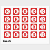 Red | Circle Monogram Return Address Square Sticker | Zazzle
