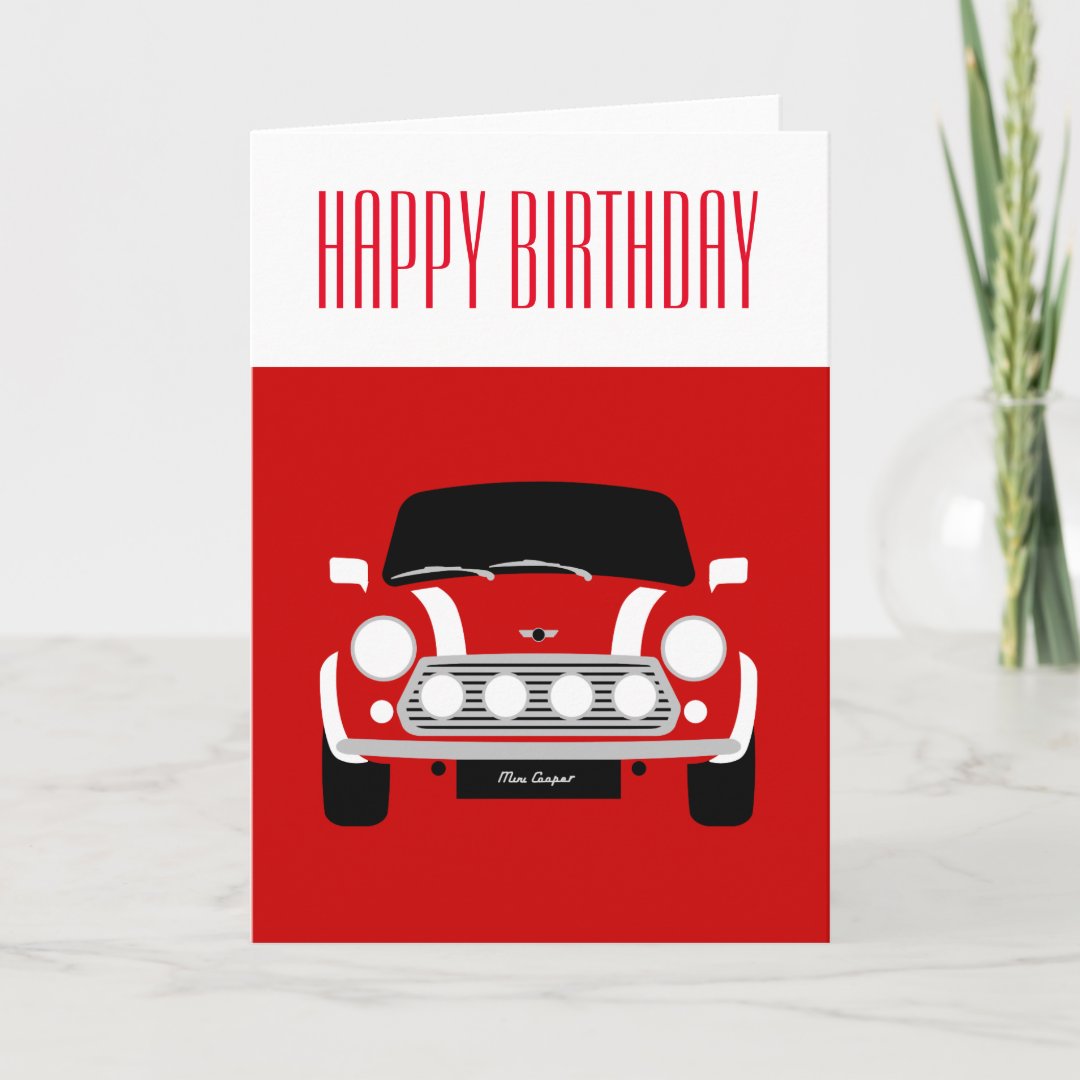 Red Classic Mini Cooper Card | Zazzle