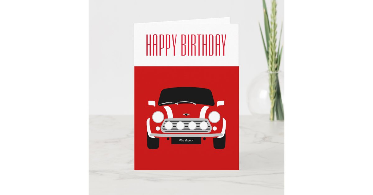 Red Classic Mini Cooper Card | Zazzle