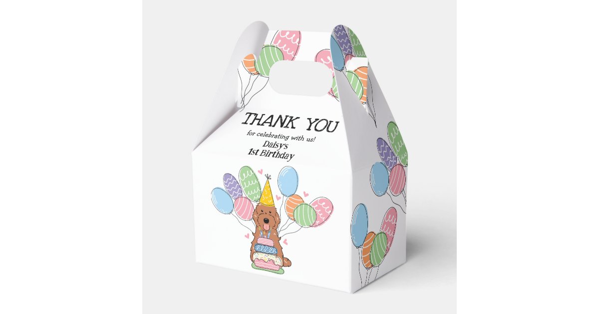 Red Cockapoo Cavapoo Birthday Thank You Favor Boxes | Zazzle