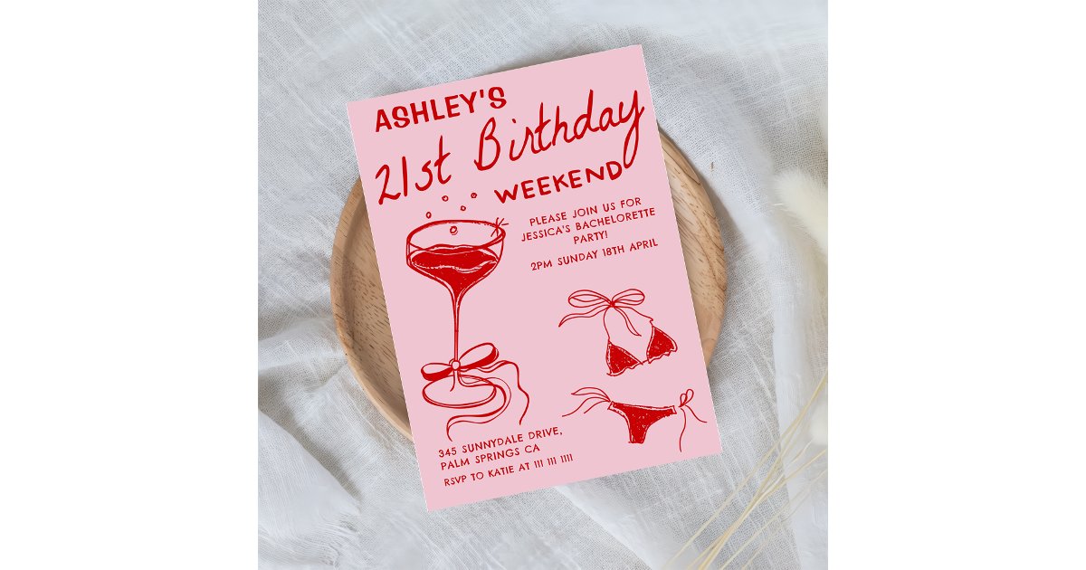 Red Cocktail Birthday Party Invitation | Zazzle
