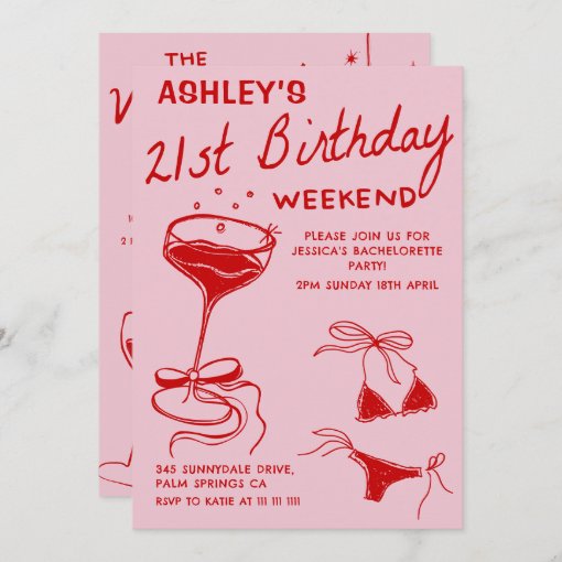 Red Cocktail Birthday Party Invitation | Zazzle