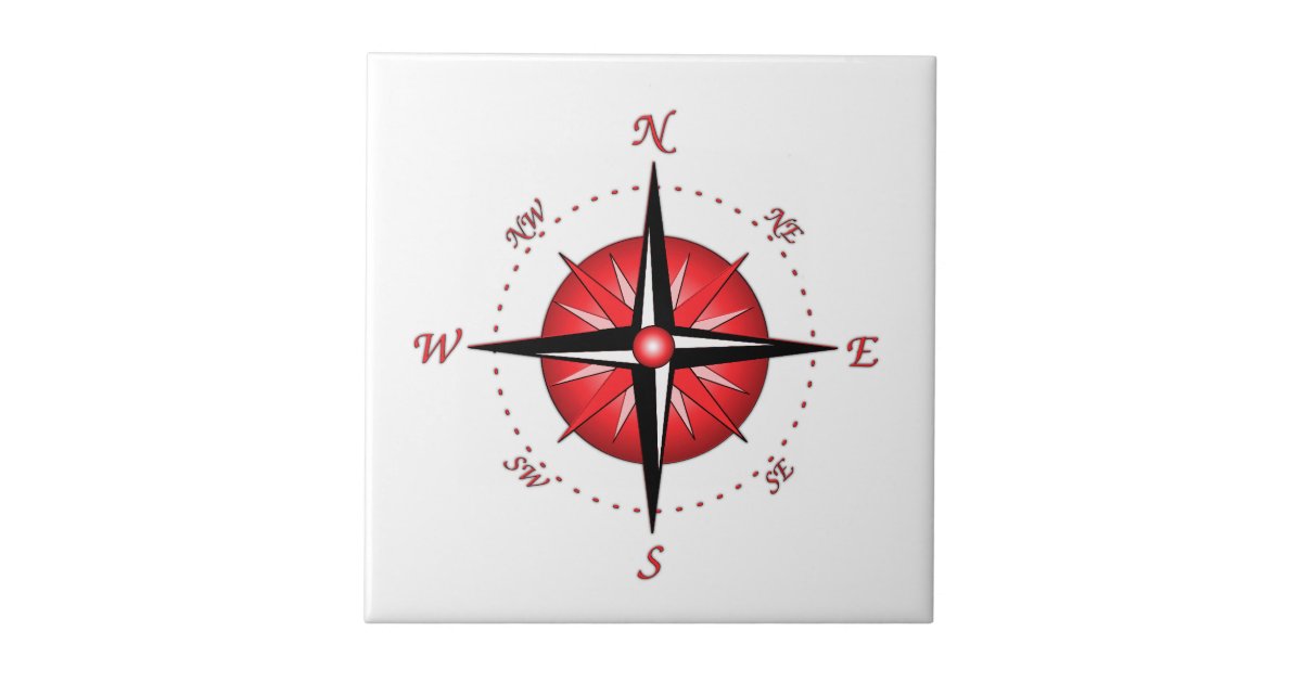 Red Compass Rose Tile | Zazzle