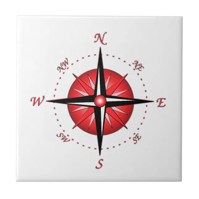 Red Compass Rose Tile | Zazzle