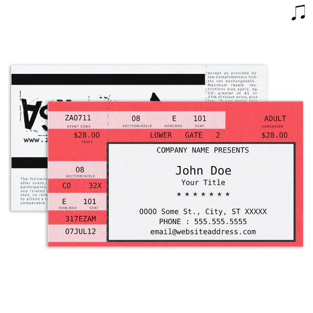 red concert ticket | Zazzle