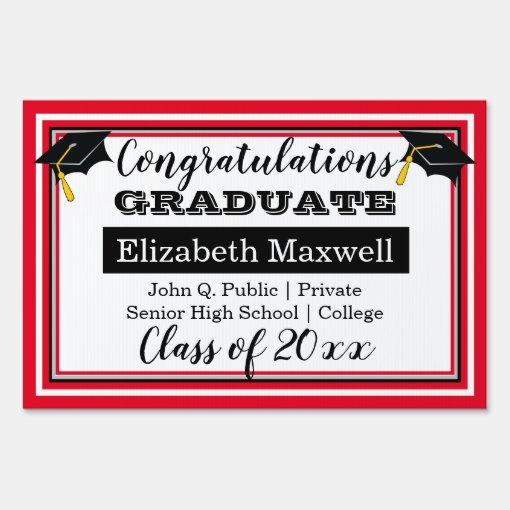 Red Congratulations Graduate Graduation Sign | Zazzle
