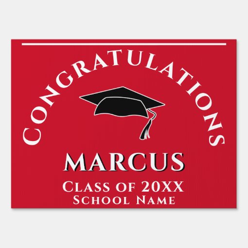 Red Congratulations Graduate Name Graduation Sign | Zazzle