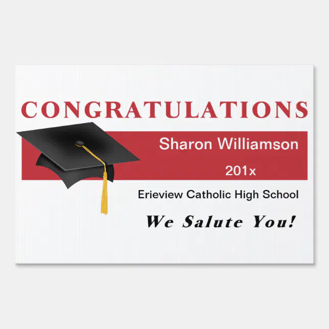 Red Congratulations Graduation Yard Sign | Zazzle