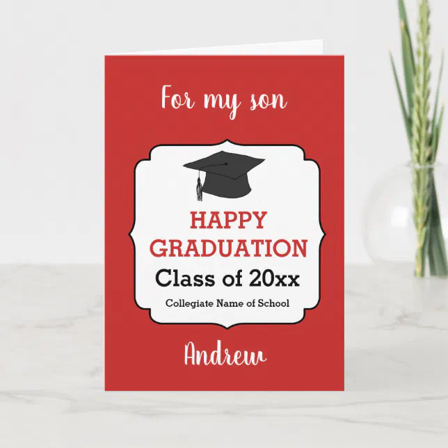 Red Congratulations Son Graduation Card | Zazzle