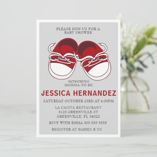 Red Converse Sneaker Shoes Baby Shower Invitation | Zazzle