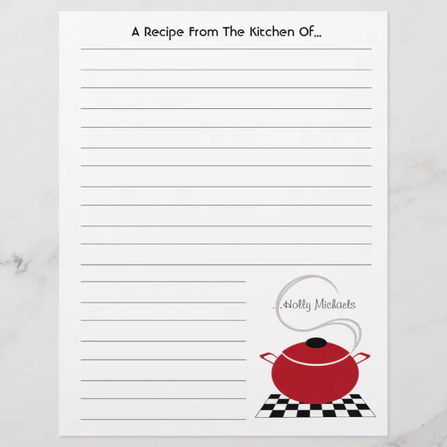 Red Cooking Pot From The Kitchen Of... Letterhead | Zazzle