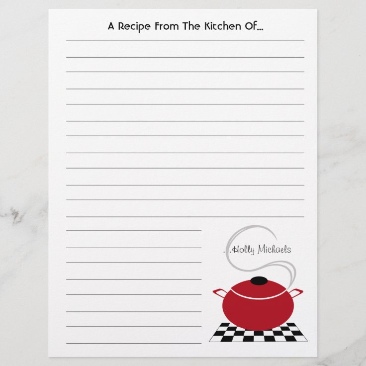 Red Cooking Pot From The Kitchen Of... Letterhead | Zazzle