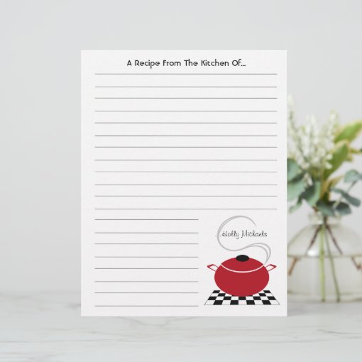 Red Cooking Pot From The Kitchen Of... Letterhead | Zazzle