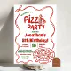 Red Coquette Pizza Party Kids Birthday Invitation | Zazzle