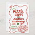 Red Coquette Pizza Party Kids Birthday Invitation | Zazzle