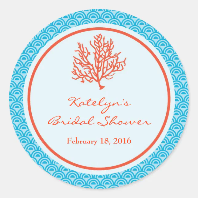 Red Coral Favor Sticker | Zazzle