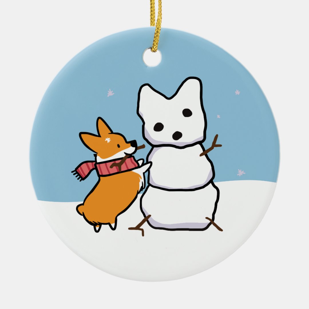 Red Corgi Snowman Ornament | CorgiThings | Zazzle