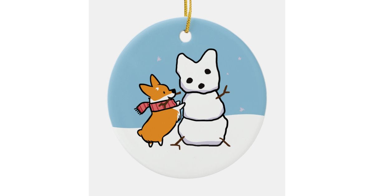 Red Corgi Snowman Ornament | CorgiThings | Zazzle