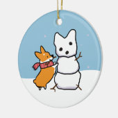 Red Corgi Snowman Ornament | CorgiThings | Zazzle