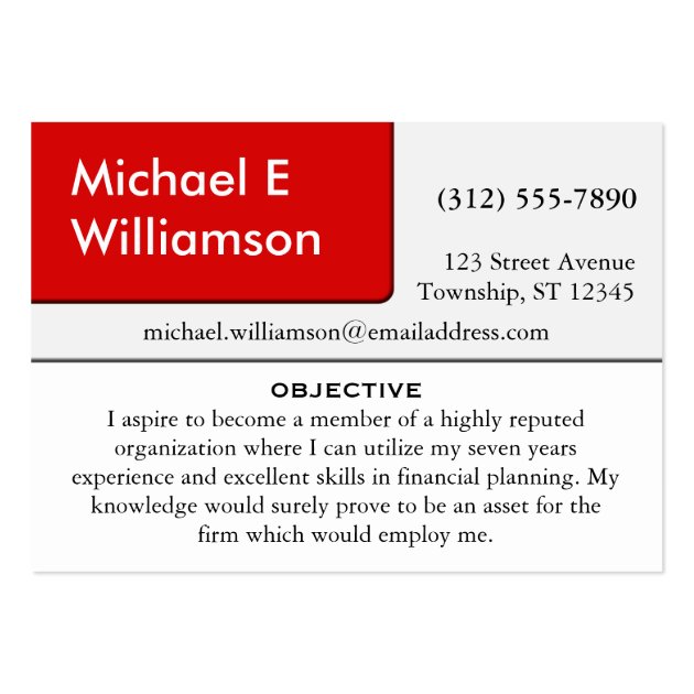 Red Corner RESUME Business Cards