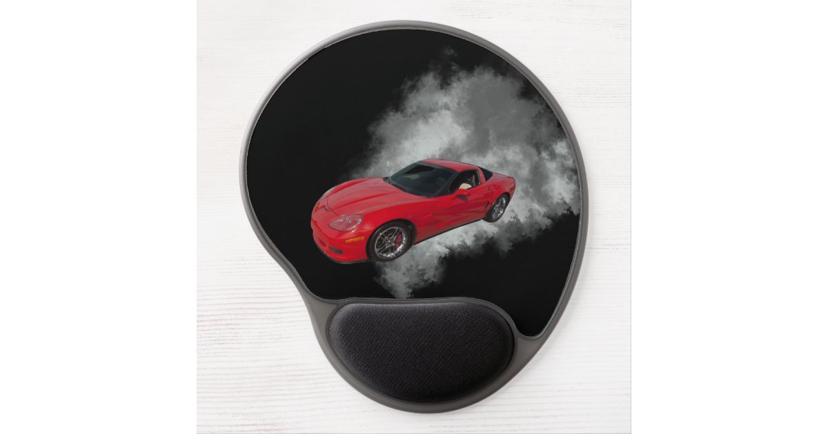 Red Corvette with Grey smoke removable background Gel Mouse Pad | Zazzle