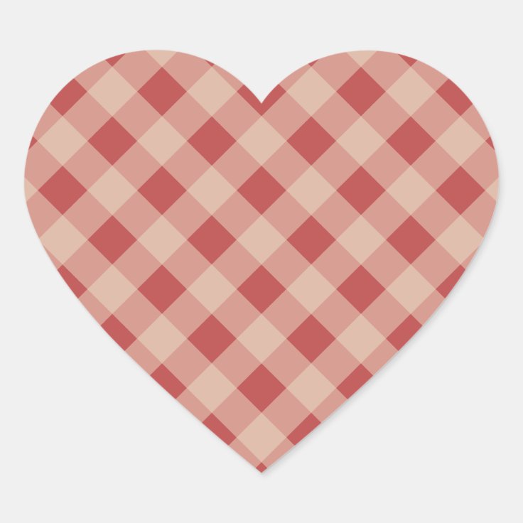 Red Country Gingham Heart Stickers | Zazzle