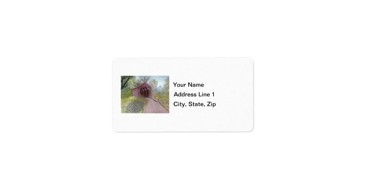 Red Covered Bridge Label | Zazzle