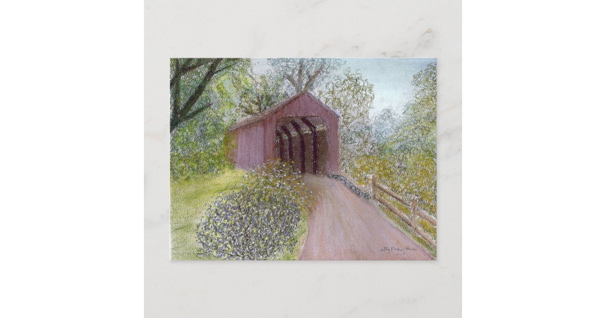 Red Covered Bridge Postcard | Zazzle