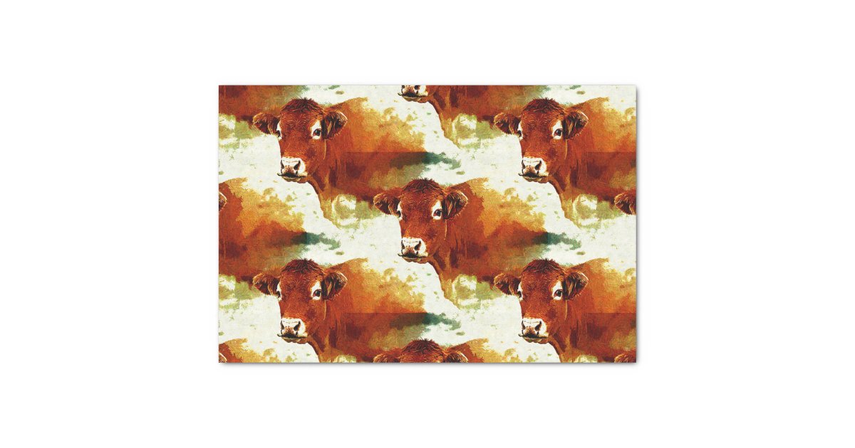 Red Cow Painting Tissue Paper | Zazzle