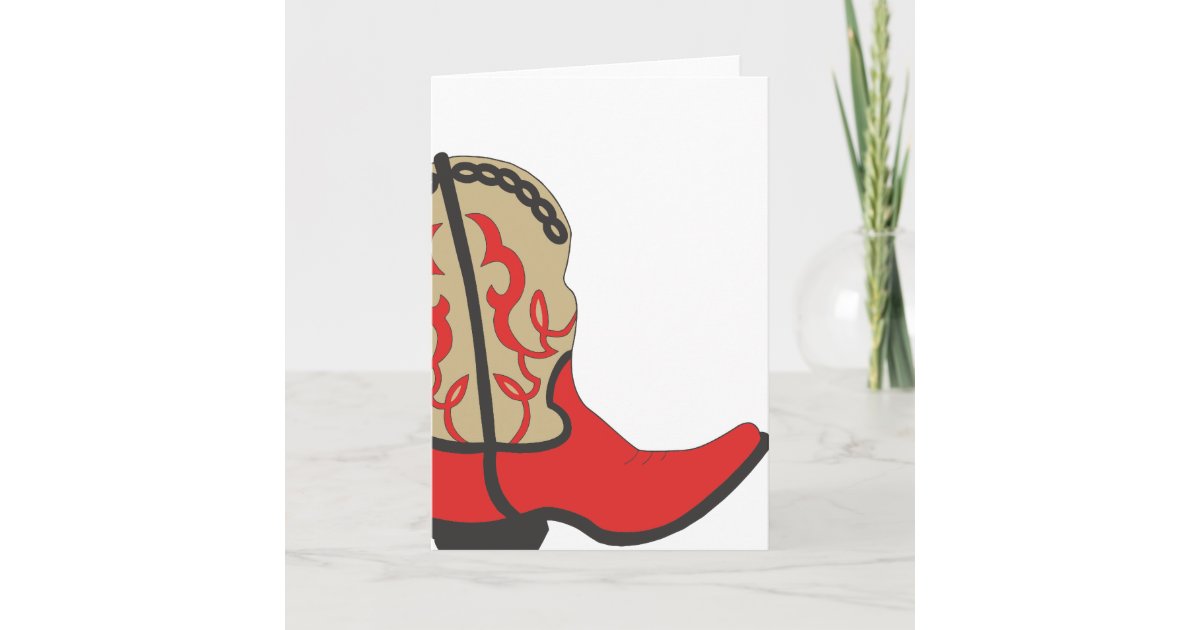 Red Cowboy Boot Card | Zazzle