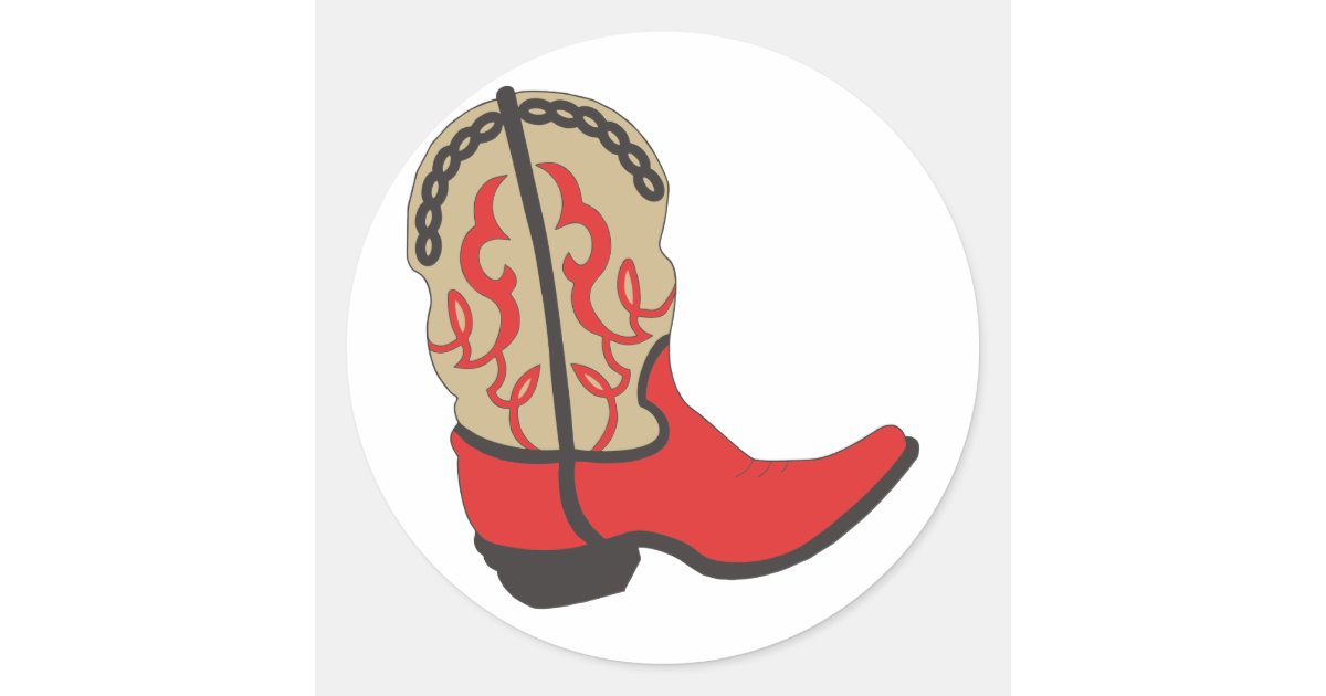 Red Cowboy Boot Classic Round Sticker | Zazzle