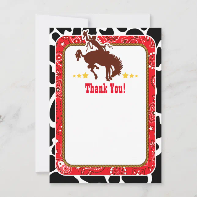 Red Cowboy Thank You Notes | Zazzle