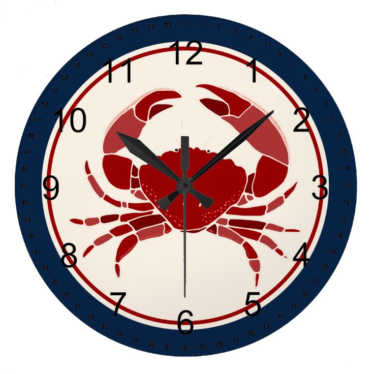 Red Crab Large Clock | Zazzle